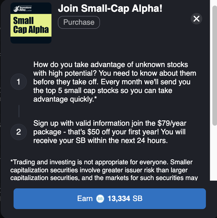 [Expired] Swagbucks: Get $133 With Small Cap Alpha Subscription ($79 Cost) - Doctor Of Credit